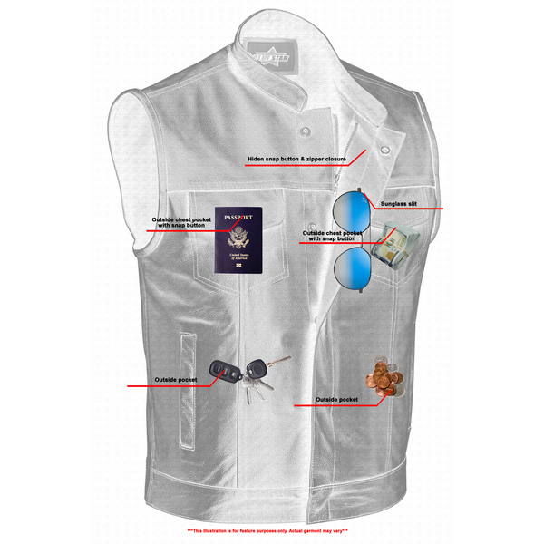 BSM1572 Concealed Snap Closure, Scoop Collar & Hidden Zipper - Blue ...